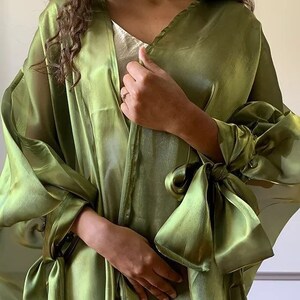 Abaya Organza Tie Sleeve outer Eid Ramadan Hijab Maxi Dress Muslim Eid ...