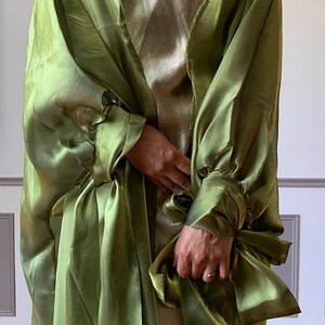 Abaya Organza Tie Sleeve outer Eid Ramadan Hijab Maxi Dress Muslim Eid ...