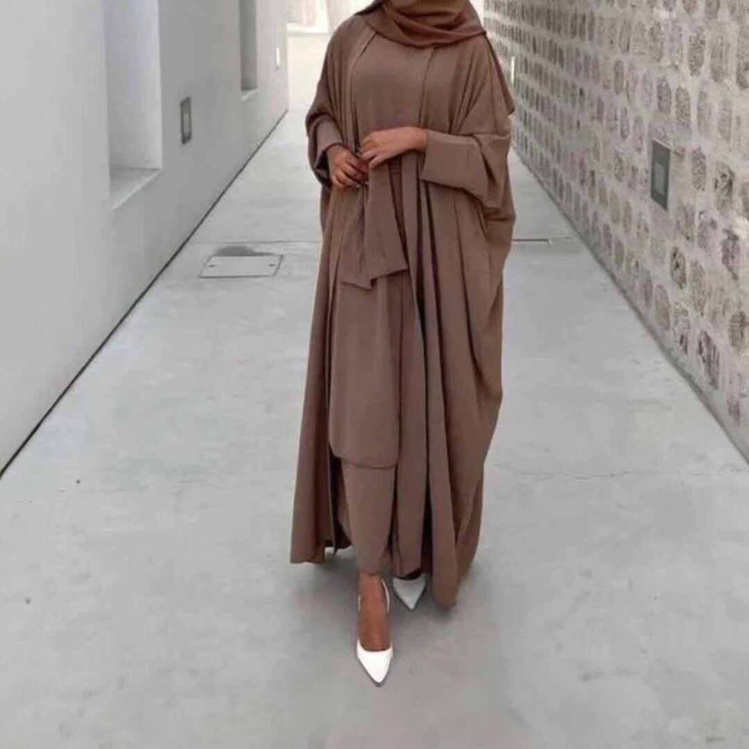 Layered Crepe Abaya Dubai Set Abaya for Women Abayas Kaftan Eid Abaya ...