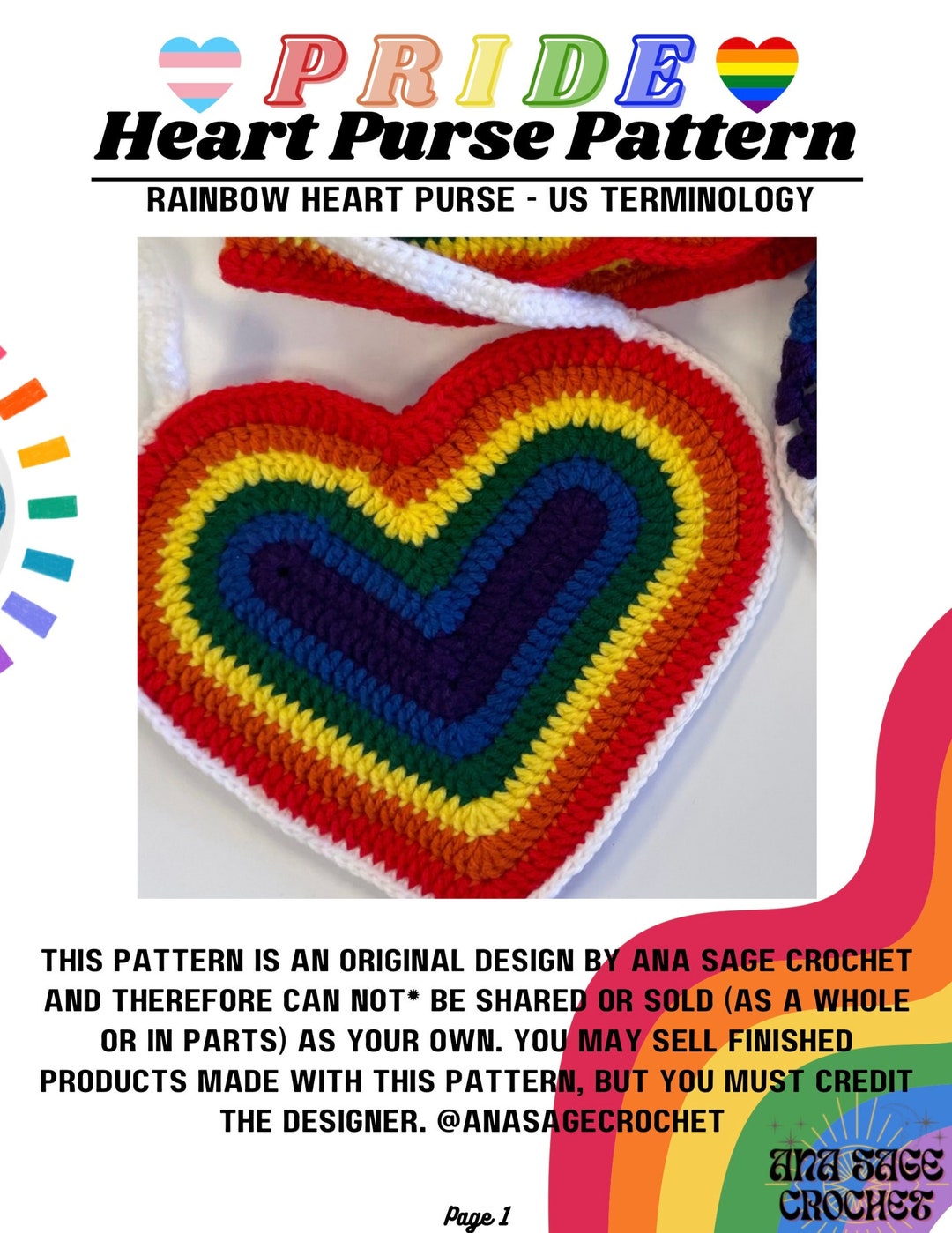 Pride Heart Purses-pattern ONLY - Etsy