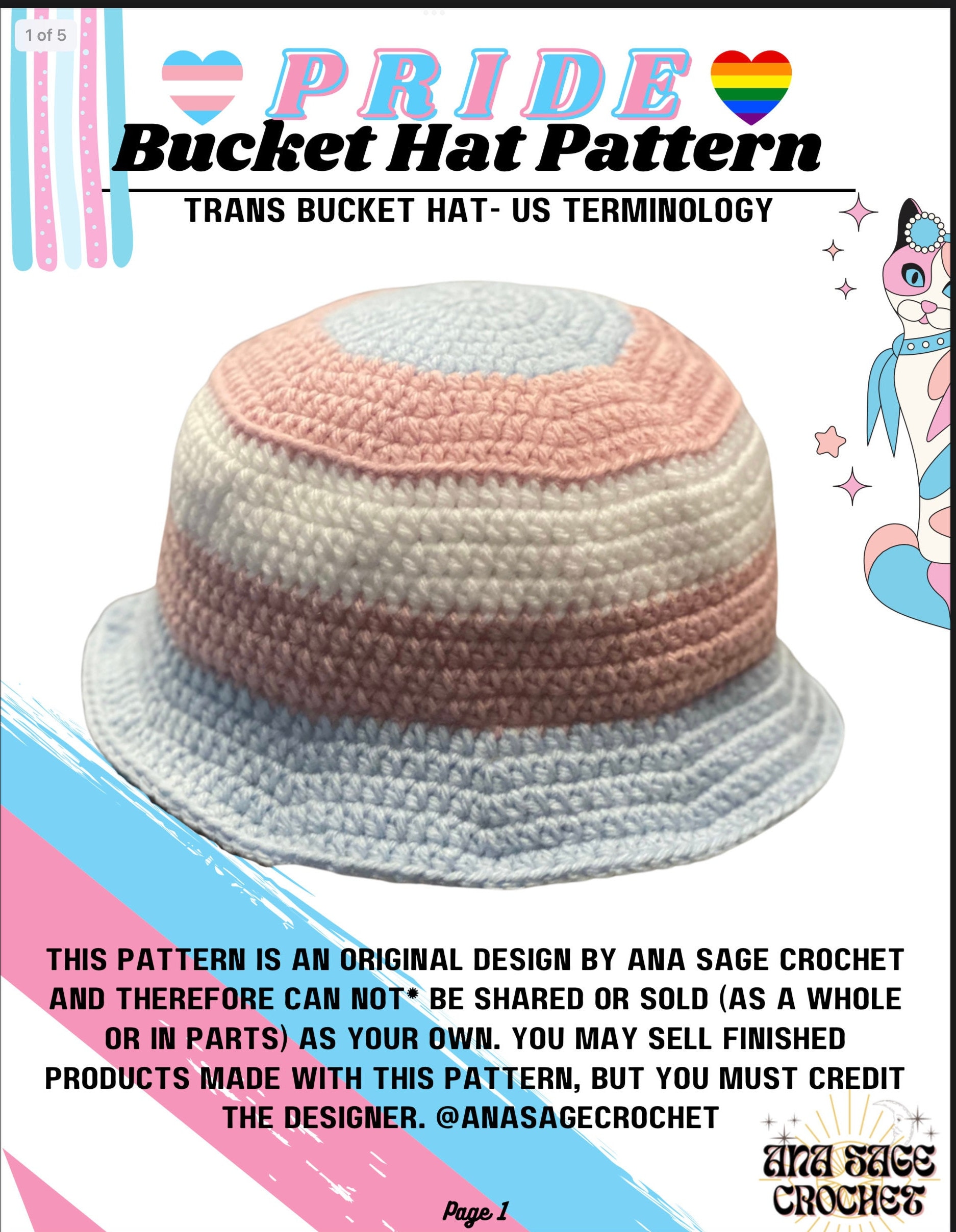 Pride Bucket Hats-pattern ONLY - Etsy