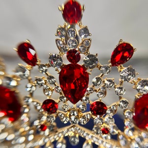 Bridal Red Tiara, Luxury Bridal Gold Crown, Prom, Crystal Crown ...