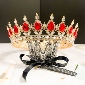 Red Queen Crown Rhinestone Wedding Crown, Women Costume Party, Hair ...