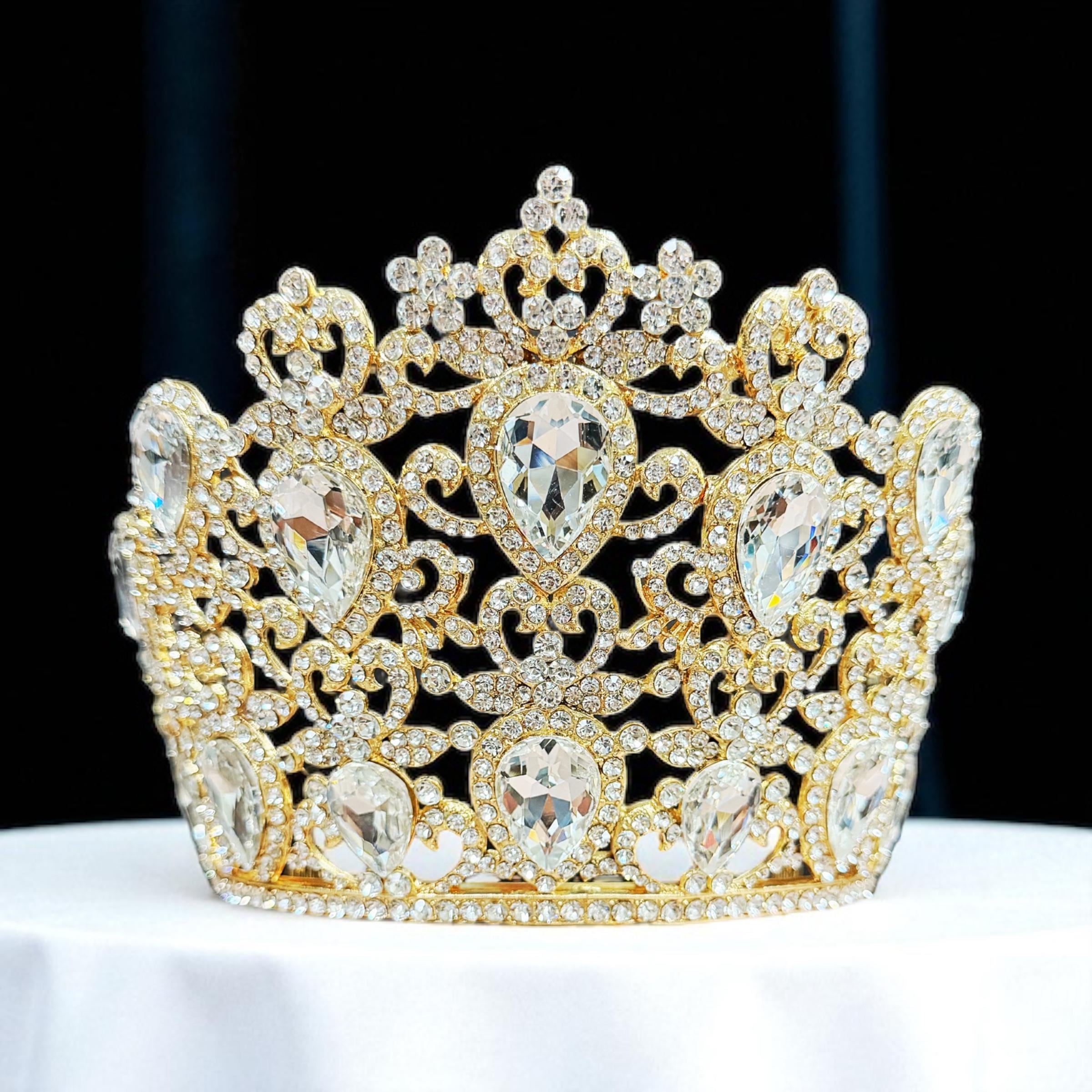 Gold Crystal Queen Crown: Pageant, Prom, Quinceanera Tiara With Comb - Etsy