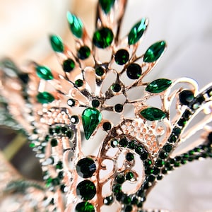 Masquerade Mask Luxury Green Crystal, Rhinestone Eye Mask, Elegant ...