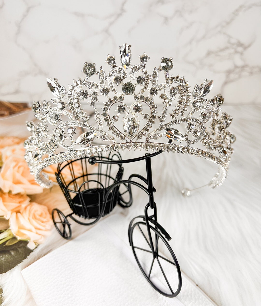 Baroque Classic Crystal Headpiece, Heart Shape Wedding Crown, Perfect ...