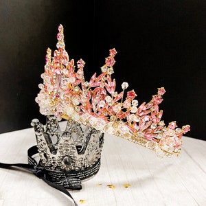 Pink Crown, Victorian Tiara, Pink Crystal Crown, Bridal Headband ...