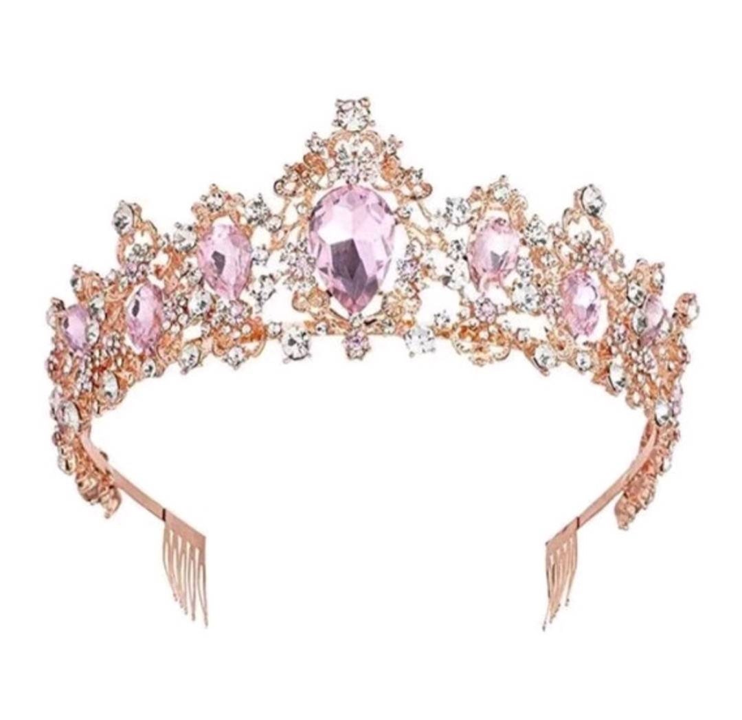 Pink Tiara and Crown for Women Girls Crystal Princess Crown - Etsy