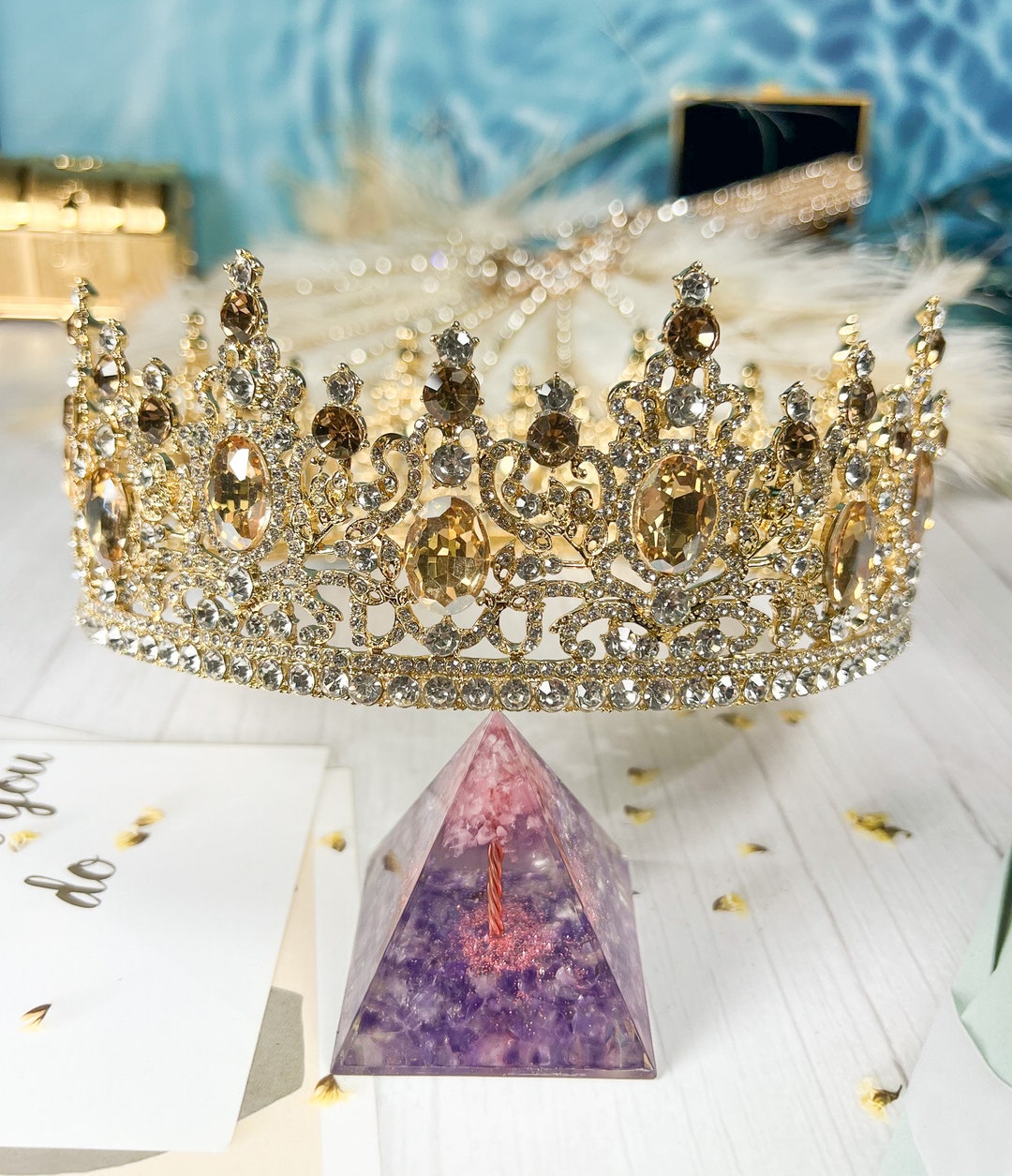 Champagne Rhinestone Crown, Baroque Bride Crown, Wedding Headpiece ...