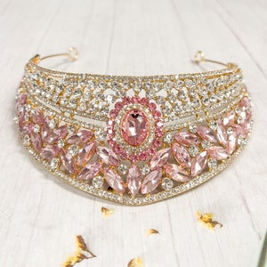 Pink Rhinestone Tiara, Wedding Bridal Tiara, Royal Queen Crown, Pink ...