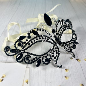 Butterfly Masquerade Black Diamond Mask, Halloween Party Silver Mask ...