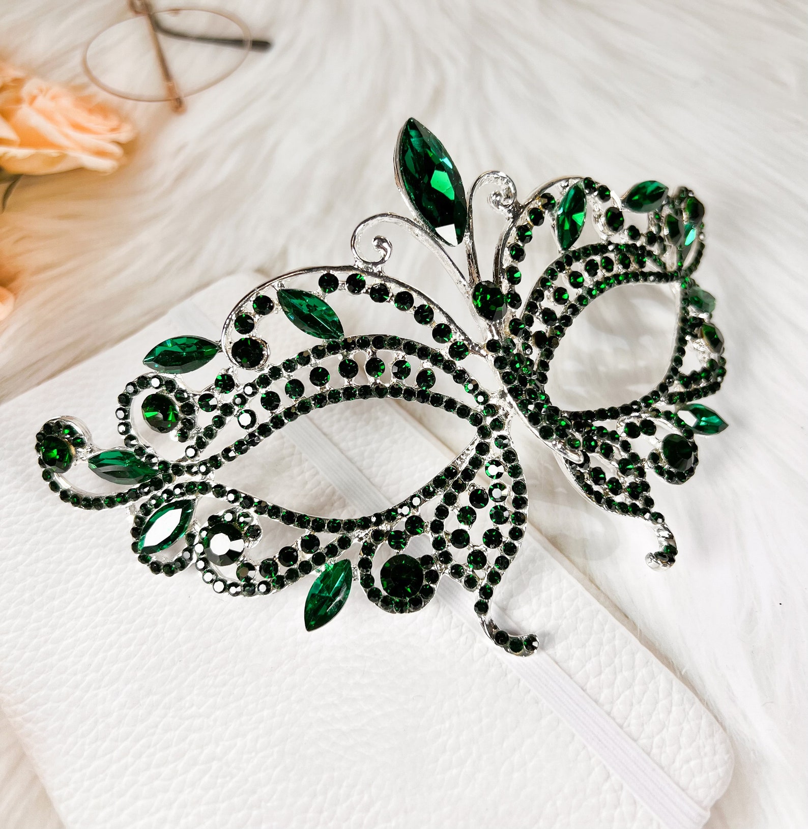 Butterfly Green Masquerade Mask, Wedding Party Silver Eye Mask, Cosplay ...