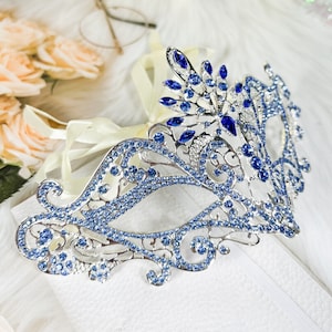 Masquerade Ball Party Mask, Venetian Blue Eye Masks, Mardi Gras Parade ...