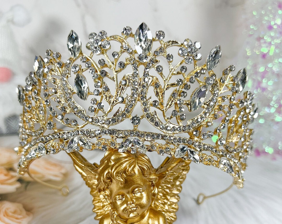 Gold Statement Bridal Crown, Tiara, Gold Girl Crown, Princess ...