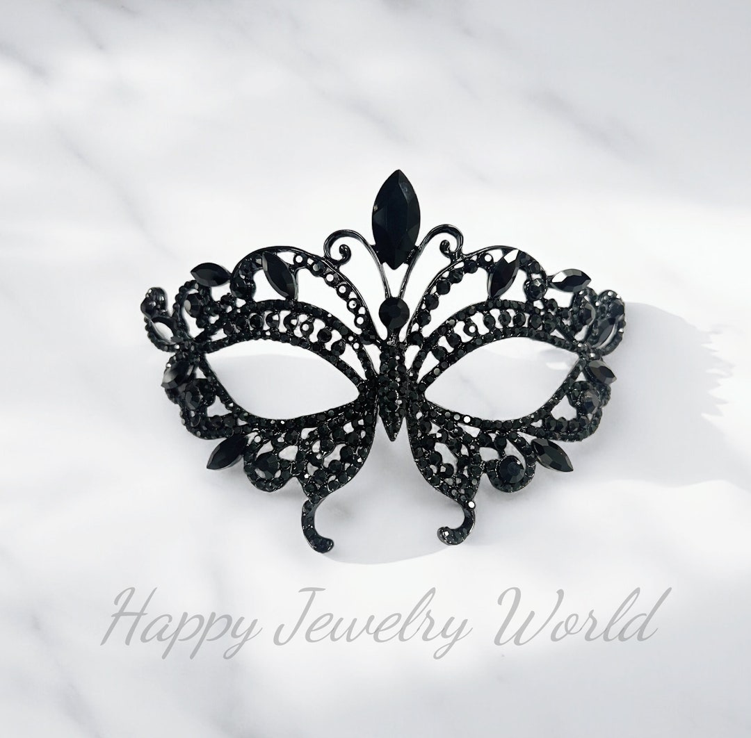Black Masquerade Mask, Luxury Crystal Mask, Masquerade Ball Eye Mask ...