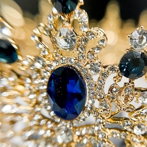 Royal King Blue Rhinestone Crown for Men, Wedding, Costume, Cosplay ...