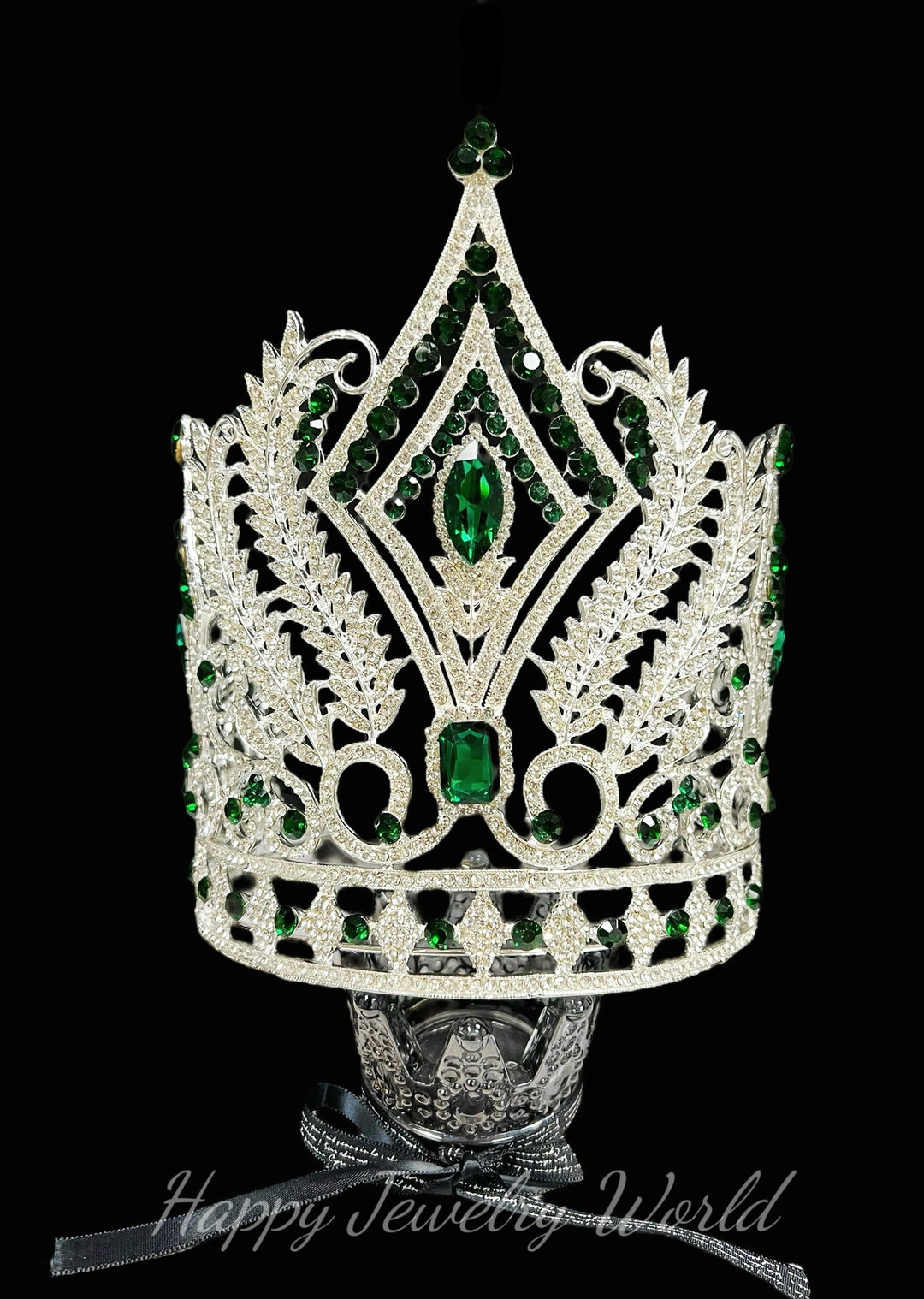 Emerald Green Crystal Crown, Royal Queen Silver Crown, Wedding Bridal ...