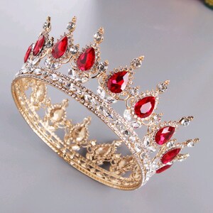 Red Queen Crown Rhinestone Wedding Crown, Women Costume Party, Hair ...