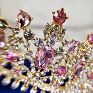 Princess Pink Tiara, Luxury Gold Crown, Elegant, Prom, Crystal Crown ...