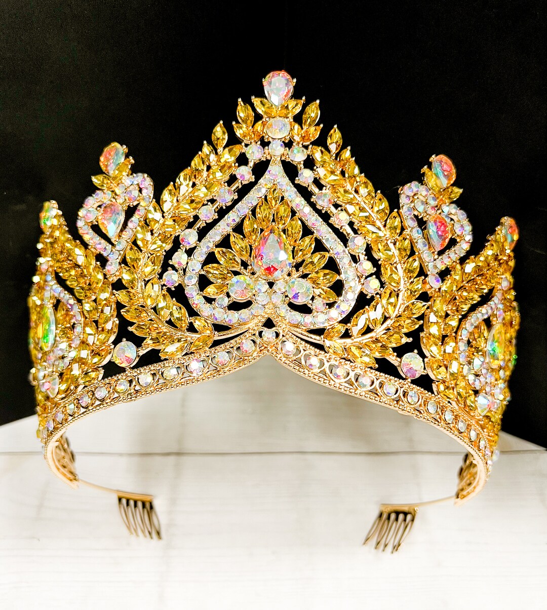 Queen of Spades Crown, Champagne Crystal Crown, Gold Crown, Wedding ...