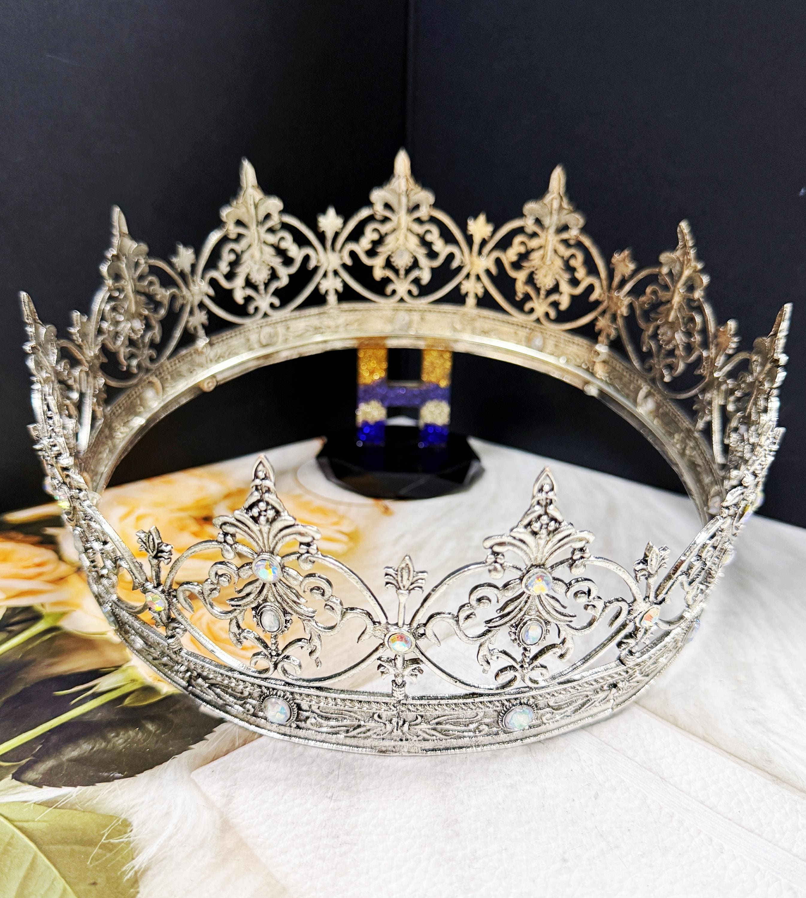 Vintage Silver Crown, Silver Wedding Crown, Royal King Crown ...