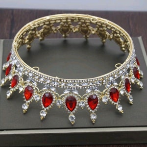 Red Queen Crown Rhinestone Wedding Crown, Women Costume Party, Hair ...