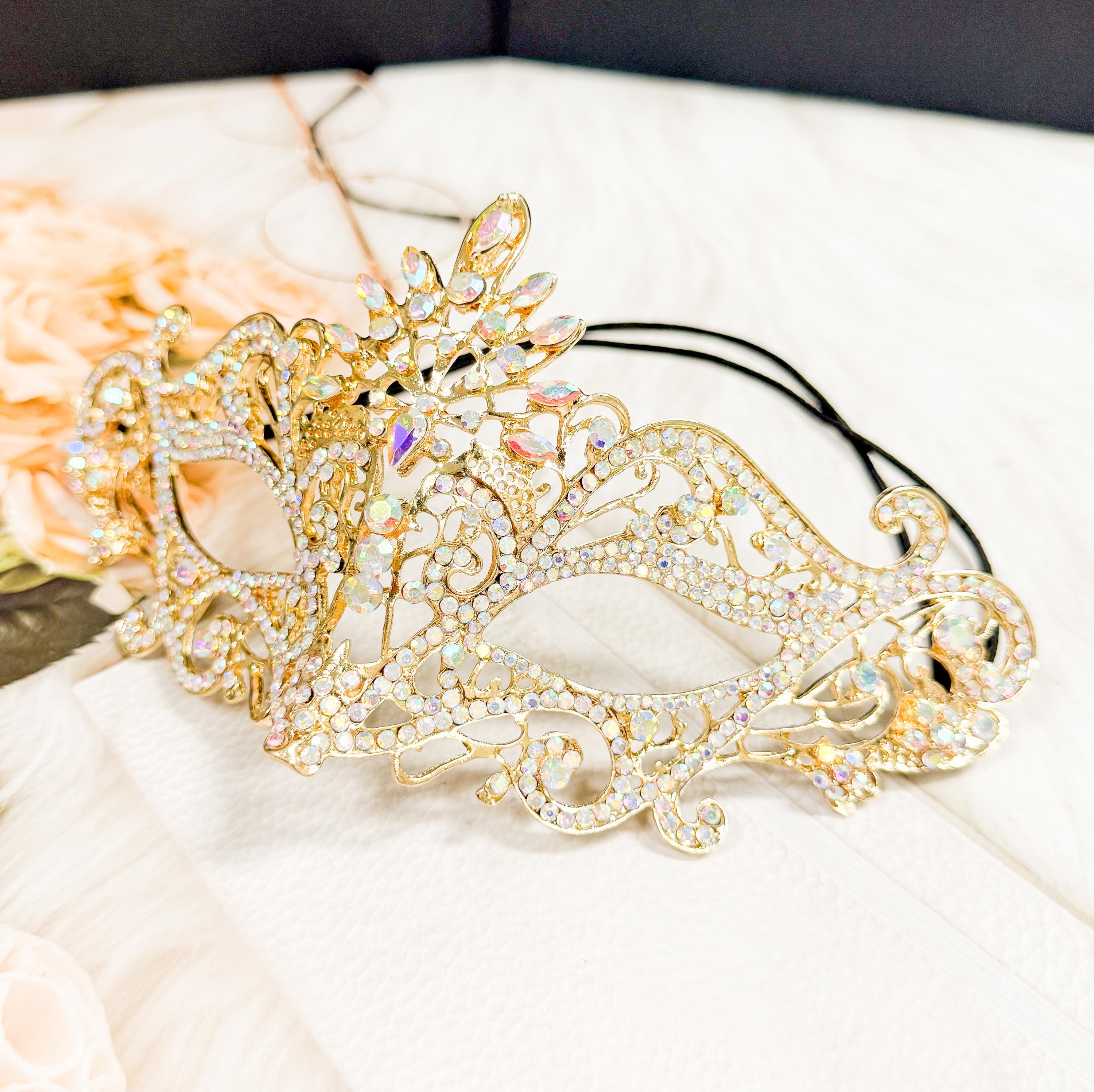Gold Crystal Masquerade Mask: Venetian Prom Party Mask - Etsy