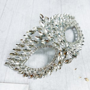 Silver Masquerade Mask, Clear Crystal Mask, Wedding Party Mask ...