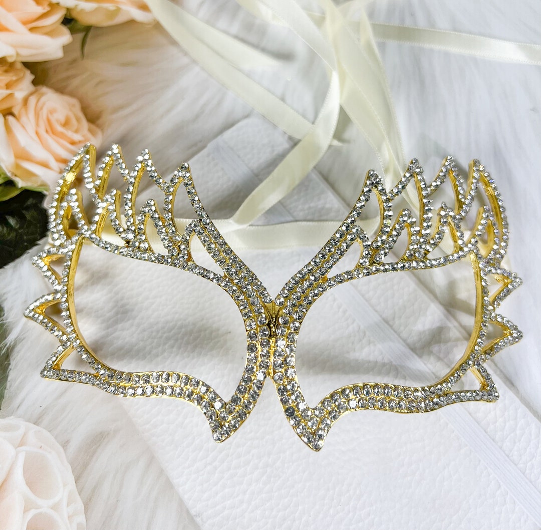 Gold Crystal Masquerade Mask: Venetian Mardi Gras Ball Mask - Etsy