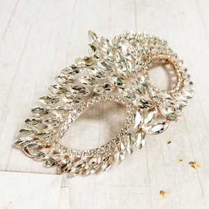 Gold Masquerade Mask, Clear Crystal Mask, Wedding Party Mask ...
