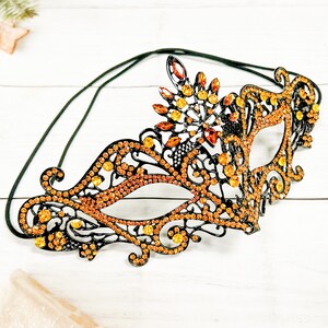 Masquerade Mask, Cosplay Mask, Amber Crystal Mask, Masquerade Wedding ...