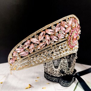 Pink Rhinestone Tiara, Wedding Bridal Tiara, Royal Queen Crown, Pink ...