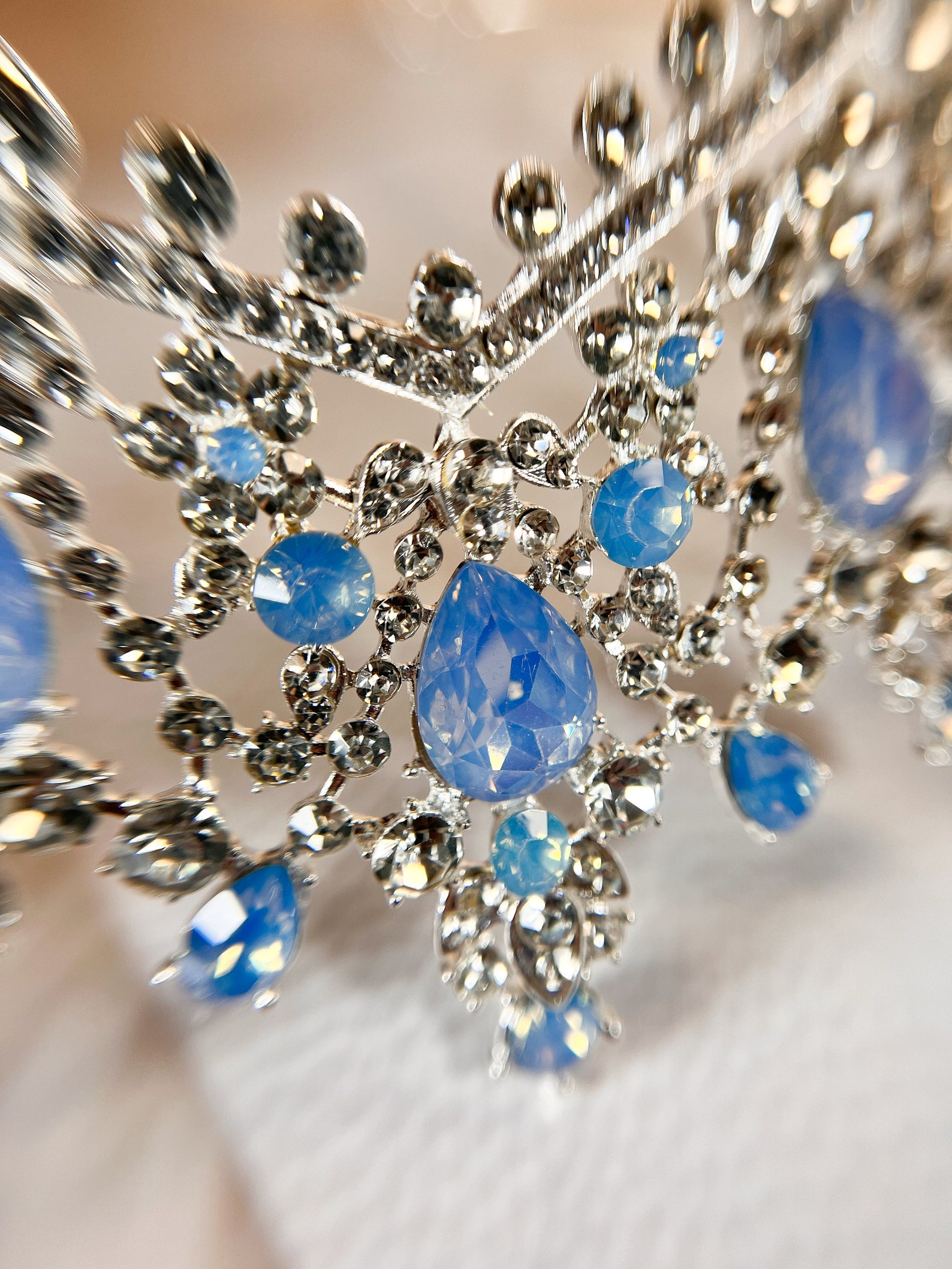 Baroque Gemstone Crown, Princess Jewelry Headpiece, Blue Tiara, Prom ...