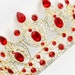 Red Crystal Rhinestone Crown, Bridal Wedding Gold Tiara, Fashion Hair ...
