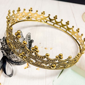 Royal King Crowns for Men, Full Round Men's Gold Crowns Wedding Party ...