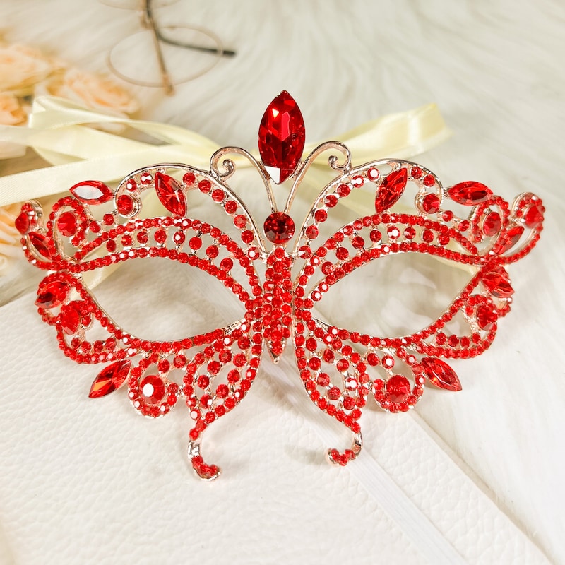 Red Masquerade Mask - Etsy