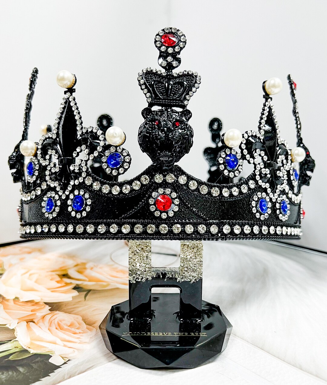 Royal King Crown: Gothic Rhinestone Headpiece, Cosplay Party Crown - Etsy