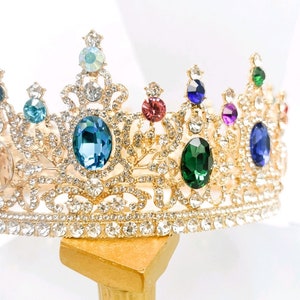 Rainbow Rhinestone Crown King Head Crown Large Rhinestone - Etsy