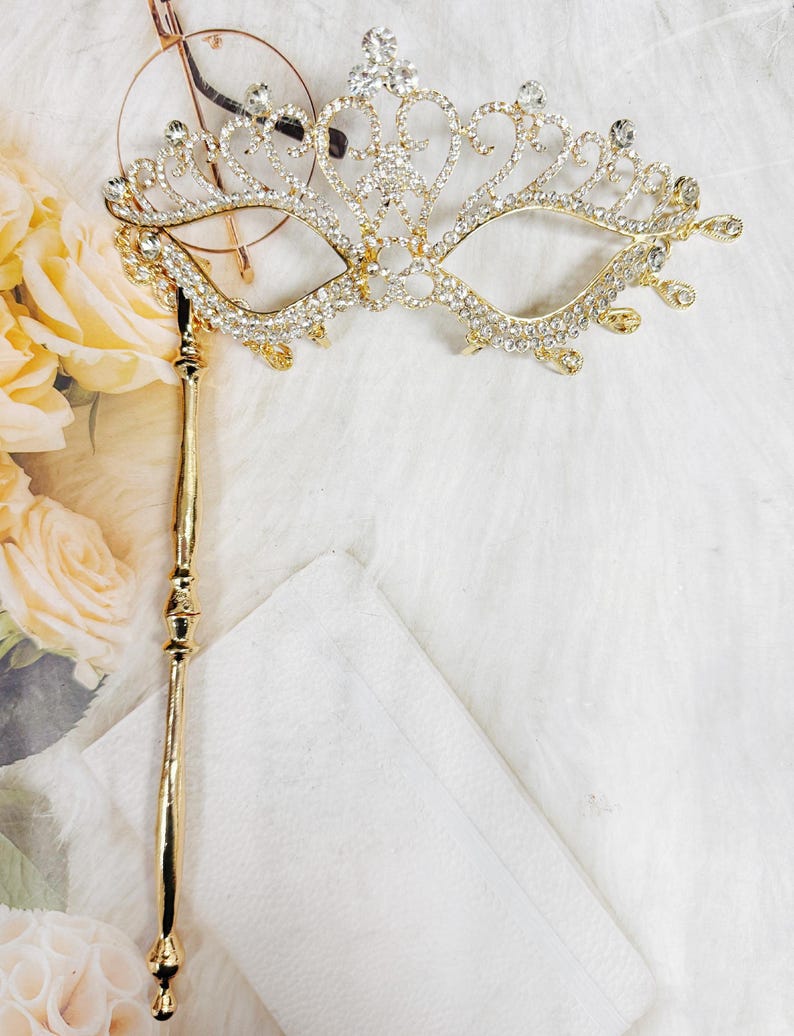 Gold Masquerade Stick Mask, Masquerade Ball Mask, Homecoming Prom Mask ...