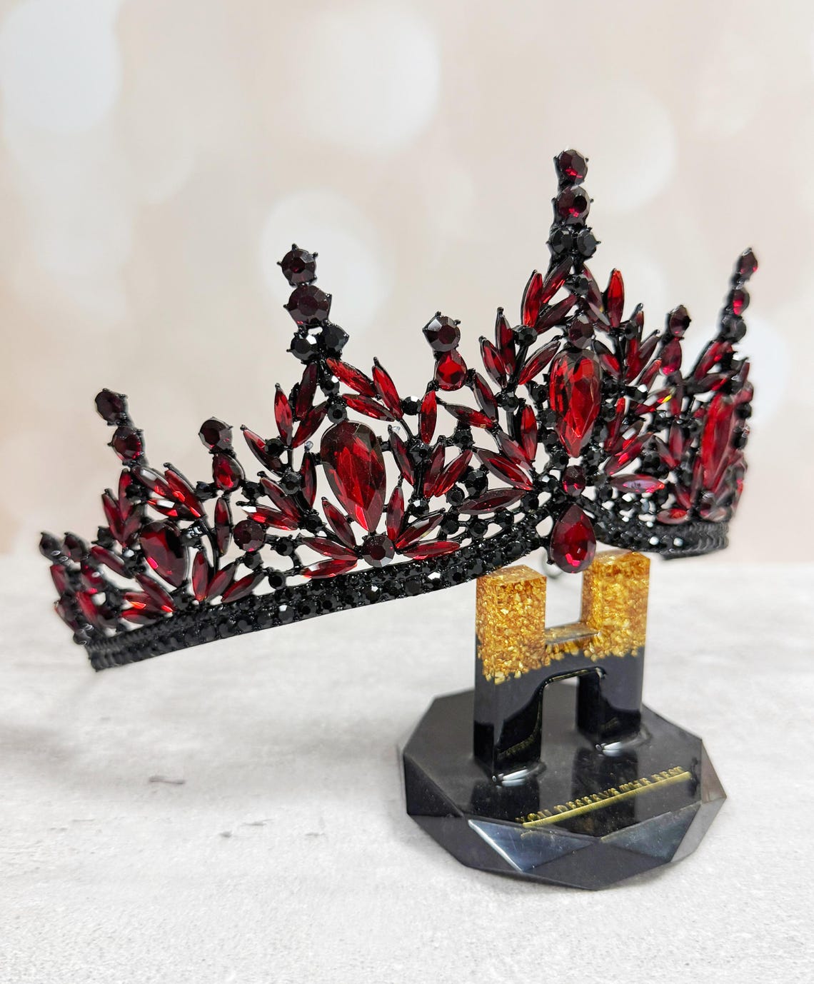 Red Crystal Tiara, Gothic Wedding Headpiece, Dark Queen Tiara, Costume ...