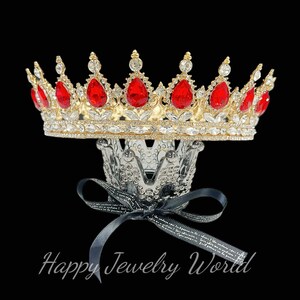 Red Queen Crown Rhinestone Wedding Crown, Women Costume Party, Hair ...