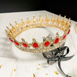 Red Queen Crown Rhinestone Wedding Crown, Women Costume Party, Hair ...