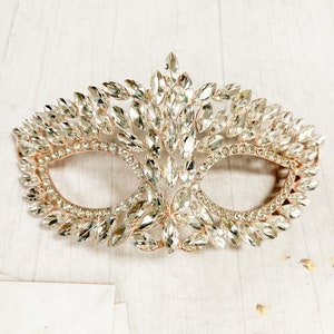 Gold Masquerade Mask, Clear Crystal Mask, Wedding Party Mask ...