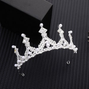 Wedding Pearl Tiara, Women Silver Rhinestone Crown, Bridal Princess ...