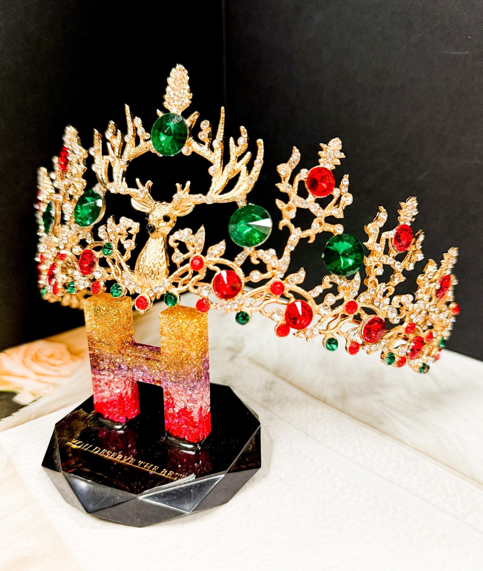 Christmas Reindeer Crown: Jeweled Holiday Tiara, Tree Topper - Etsy