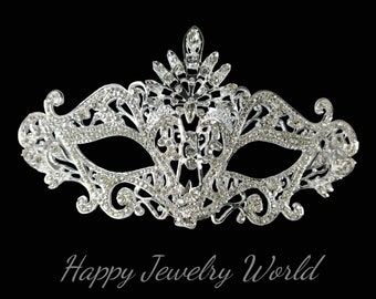 Masquerade Mask Luxury Crystal, Rhinestone Eye Rose Gold Mask, Elegant ...