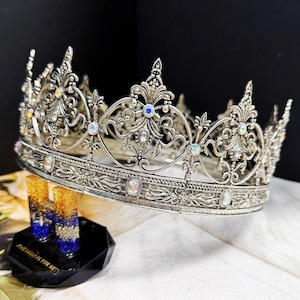 Vintage Silver Crown, Silver Wedding Crown, Royal King Crown ...