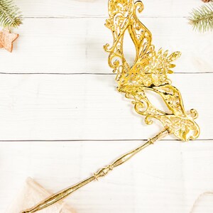 Clear Crystal Masquerade Mask With Stick, Gold Masquerade Mask ...