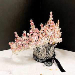 Pink Crown, Victorian Tiara, Pink Crystal Crown, Bridal Headband ...