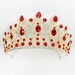 Red Crystal Rhinestone Crown, Bridal Wedding Gold Tiara, Fashion Hair ...